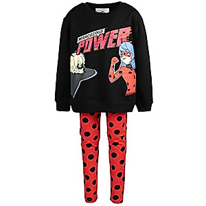 Miraculous Ladybug Cat Noir Big Girls Ruffle Fleece Hoodie & Leggings Set 10-12