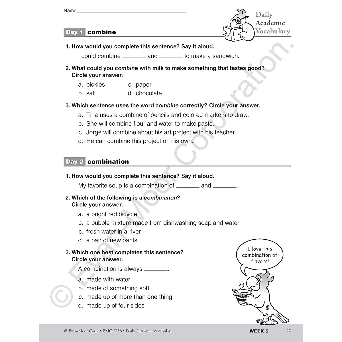 Evan-Moor Daily Academic Vocabulary, Grade 2