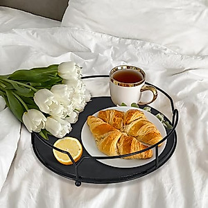 Round Decorative Serving Tray,Farmhouse Wood Tray for Coffee Table,11.5’’ Wooden Tray for Home Decor,Display Tray for Kitchen Bathroom Organizer Coffee Dining Table Centerpiece