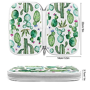 ZZKKO Cactus Succulent Pencil Bag Case Zipper Pencil Holder Organizer Stationary Pen Bag Cosmetic Makeup Bag Pouch Purse for School Office Supplies