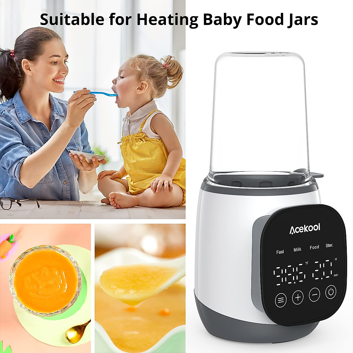 Fast Baby Bottle Warmer, 7-in-1 Bottle Warmer for Breastmilk and Formula, Food Jars, Breastmilk Bags, Fast Heating & Defrosting BPA-Free with LCD Display, Timer, Accurate Temperature Control