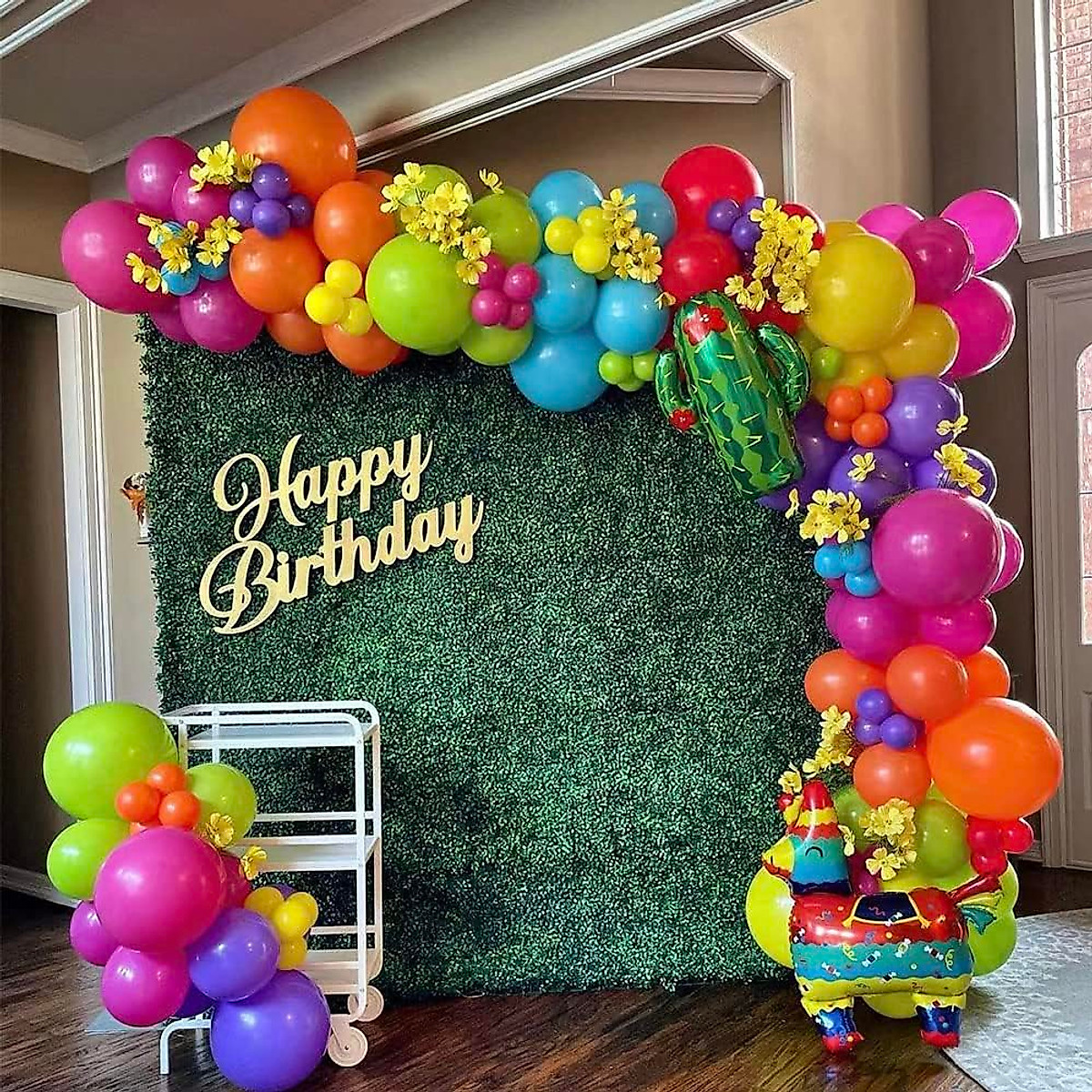 Cinco De Mayo Mexican Fiesta Party Decorations 132pcs Fiesta Balloon Garland Arch Kit Cactus Llama Foil Balloon for Baby Shower Birthday Mexica Cinco De Mayo Party Decor