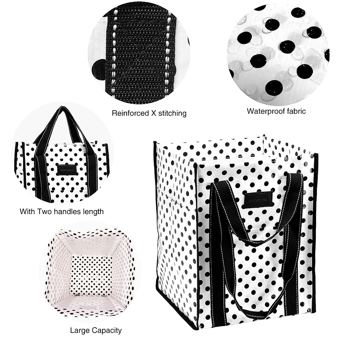DEMOMENT Reusable Grocery Bags foldable With Pockets Reinforced Handles Bottom WaterProof For Shopping Beach Storage Carrier