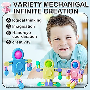 FIDWOD 8PCS Pop Fidget Spinner Toy- Transformable Sensory Robot Fingertip Toy - Party Favors Pack for Kids Adults - Stress Relief Autism Goodie Bag Stuffers - Birthday Gifts Prizes for Boys