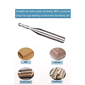 DashHound BRB218 Ball Nose Spiral Bit Solid Carbide CNC Router Bit Up Cut with 1/4 Shank, 1/8"CD X 1/2"CL X 1/4"SD X 2OL