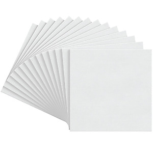 ARTEZA Canvas Boards for Painting, 12 x 12 Inches, Pack of 14, Blank White Square Canvas Panels for Acrylic, Oil and Gouache Painting