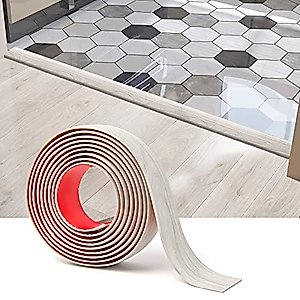 Art3d 4 FT Self Adhesive Vinyl Floor Transition Strip, Laminate Floor Strip Floor Flat Divider Strip for Joining Floor Gaps,Carpet Threshold Transition,Floor Tiles（1.57in, White-Washed）