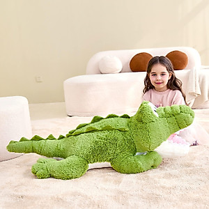 IKASA Giant Crocodile Stuffed Animal Plush Toys,Soft Toy 30" Alligator Large Cute Huge Jumbo Big Size Kawaii Fluffy Fat Plushie,Gifts for Kids