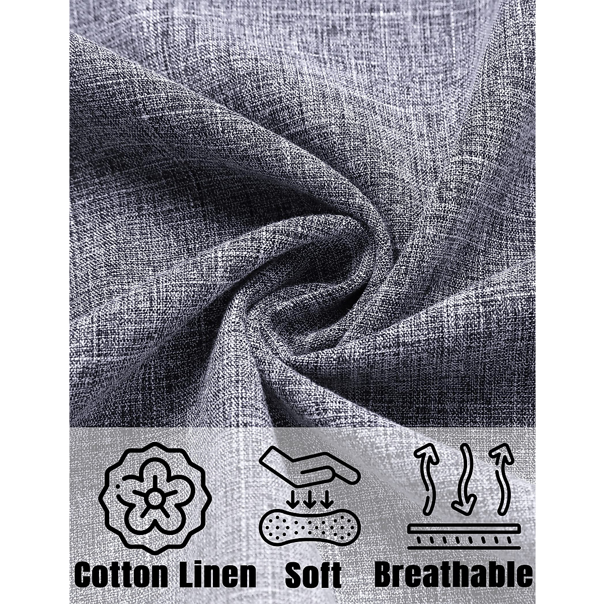 COOFANDY Men's Casual Shirts Button Down Linen Shirt Short Sleeve Cotton Linen Shirts for Men Summer Beach Yoga T Shirts Dark Blue Grey