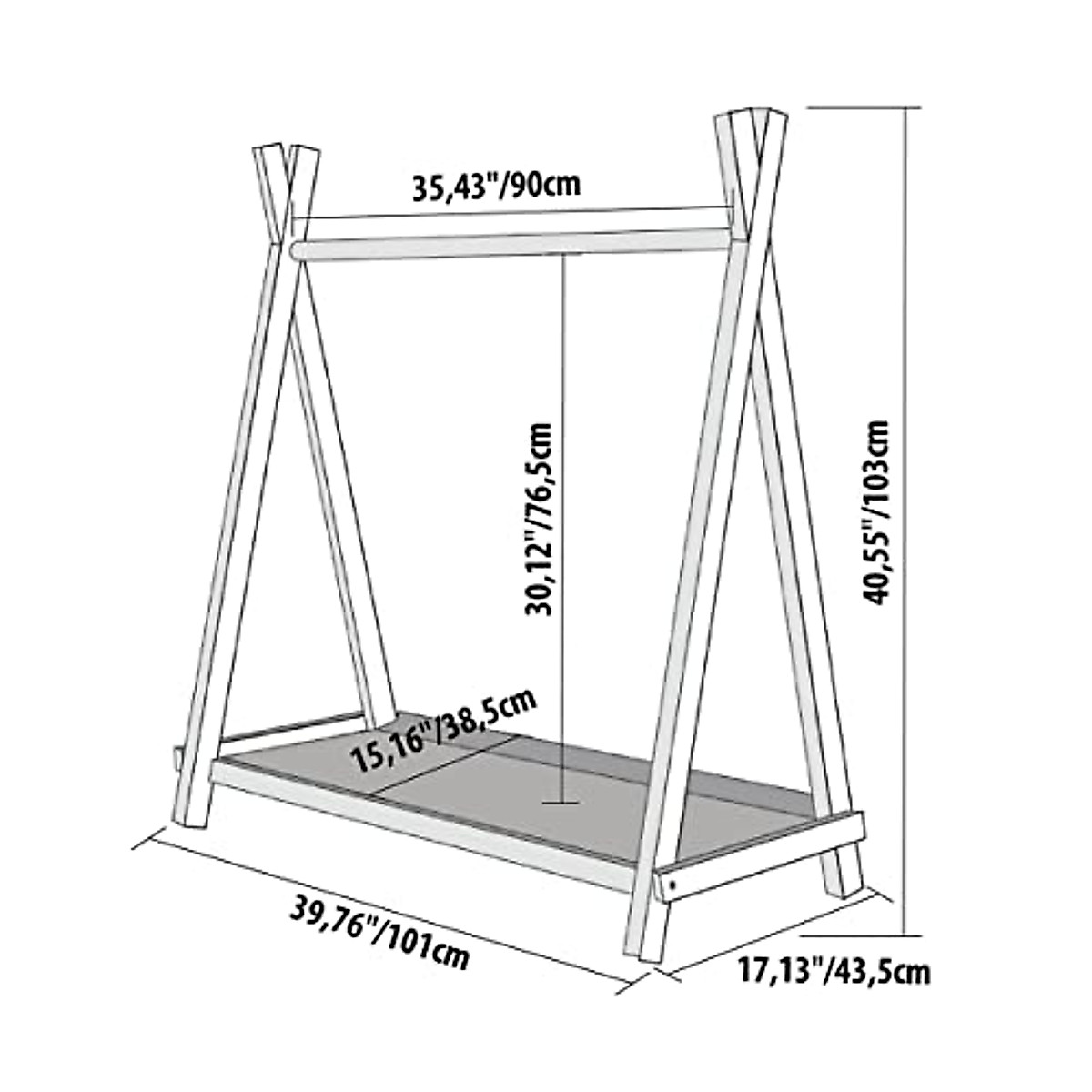 Children wardrobe, Montessori Teepee Style Clothing Rack with Storage, Shop display rack