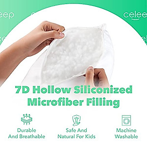 Celeep Polyester Toddler Pillows Set, 13x18 Inches - Perfect Size - Soft Organic Toddler Bedding - Kids Pillows for Sleeping & Nap Time - Vaccum Sealed Small Pillow, White, 2 Count (Pack of 1)