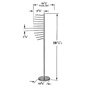 Lynk® Floor Standing Pivoting Scarf, Belt, Jewelry Holder - Accessory Organizer Rack - Platinum