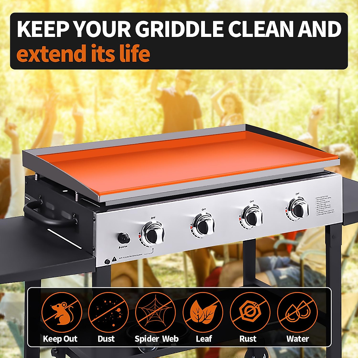 Ghislaine 28" Silicone Griddle Mat for Blackstone 28 Inch Griddle, Grill Cover Mat Heavy Duty Food Grade, Silicone Protective Mat Cover Blackstone Accessories Protect Griddle from Dirt & Rust