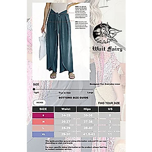 Waitfairy Womens Flowy Wide Leg Pants Split Leg Pants Bathing Suit Cover Ups Blue M
