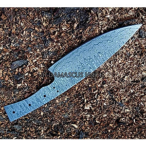 JNR Traders Forged Damascus Steel Chef Knife Blank Blade for Knife Making Diy Professional Kitchen Knives Blanks 10.50" Jnr6045Ld