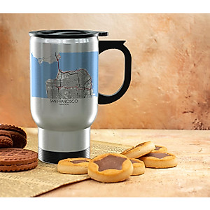 San Francisco Marathon Course Route San Francisco Gifts and Souvenirs - Unique Drinkware - San Francisco Marathon Course Route Race Memento - 14oz Travel Mug Steel