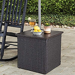 Sunjoy Vanessa Combination Umbrella Stand Side Table, Brown