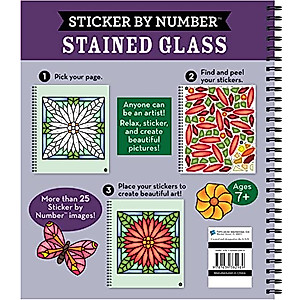 Brain Games - Sticker by Number: Stained Glass (28 Images to Sticker)
