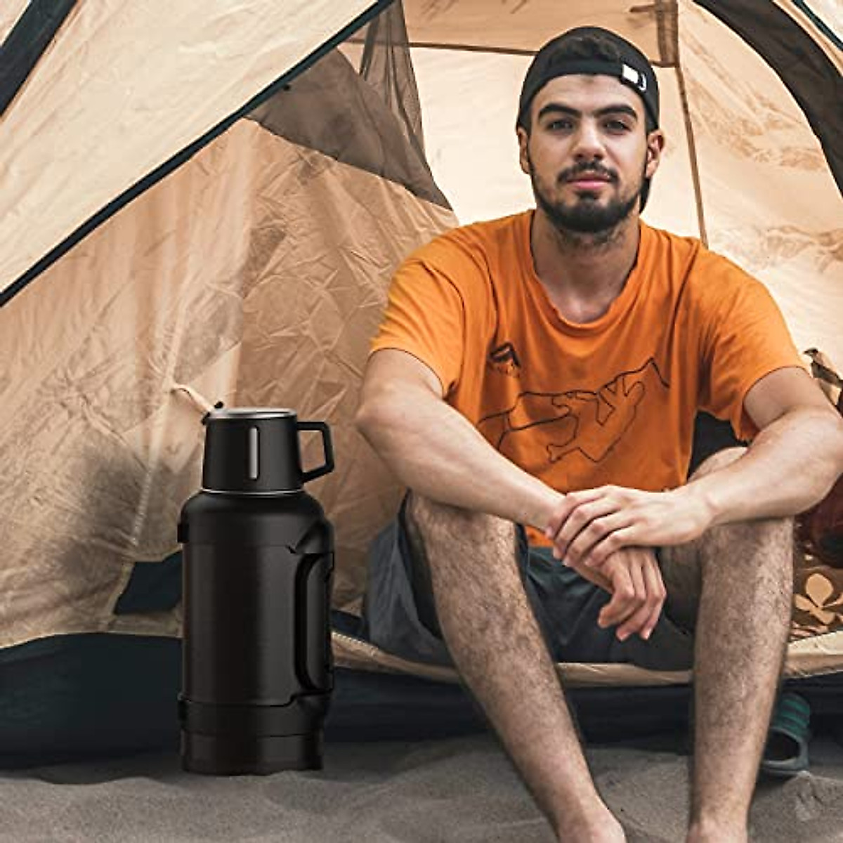 Arslo Large Coffee Thermos - Large Thermos for Hot Drinks - Vacuum Insulated Bottle With Cup - Insulated Coffee Carafe For Outdoor, Camping, Men & Women - Keeps Hot/Cold For Up To 24 Hours - 3QT/100OZ