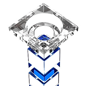 Crystal Candle Holders Set of 2-8" Tall Candlestick holder for Taper Candles and Tea Light Candles (Blue)