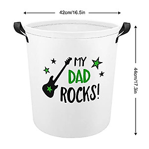 My Dad Rocks Large Laundry Basket Hamper Bag Washing with Handles for College Dorm Portable