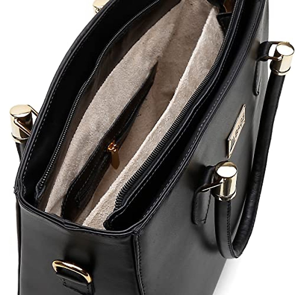 L.A Bags Genuine Leather Tote Bag for Women - Shoulder Crossbody Handbags & Purses with Detachable Adjustable Strap & Zipper Pocket for Work