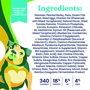 Solid Gold Dry Dog Food for Adult & Senior Dogs - Made with Oatmeal, Pearled Barley, and Fish Meal - Holistique Blendz Potato Free High Fiber Dog Food for Sensitive Stomach & Immune Support - 12 LB