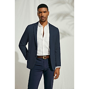 PJ PAUL JONES Blazer for Men Mens Lightweight Suit Jacket Notch Lapel Regular Fit Stretch Knit Sport Coats Navy Blue XL