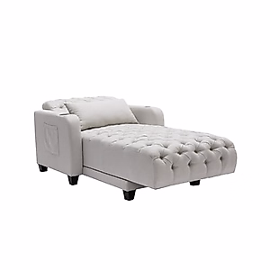HNTHY Living Room Leisure Sofa with Side Storage Pockets and Wooden Legs, Suitable for Living Rooms and Balconies