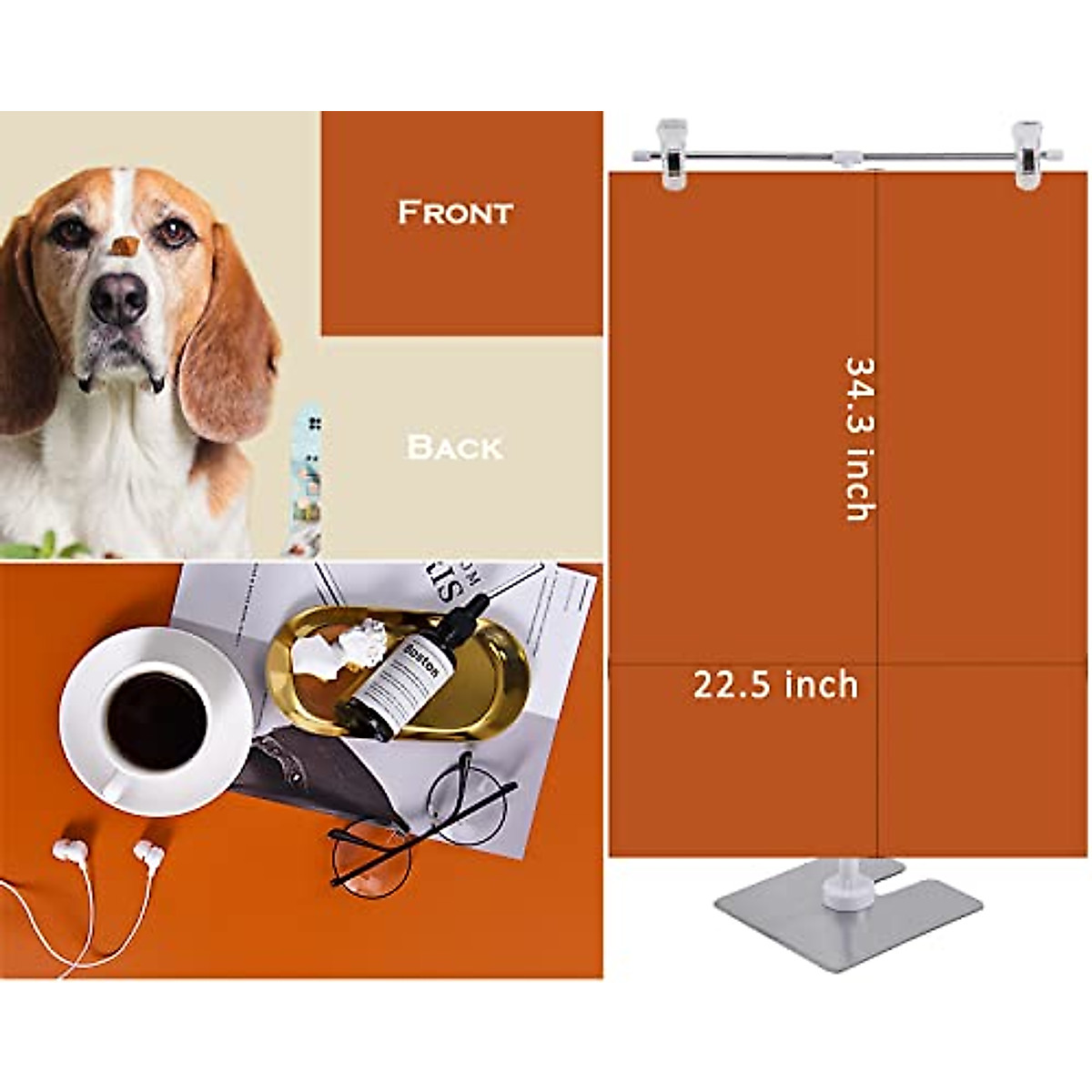 zyckTech 7Pcs 14Patterns Photography Background Paper with Stand, 34x23in Double-Sided Photo Tabletop Backdrops Props for Food Jewelry Cosmetics Makeup (Black White Blue) (PBP03247PCS)