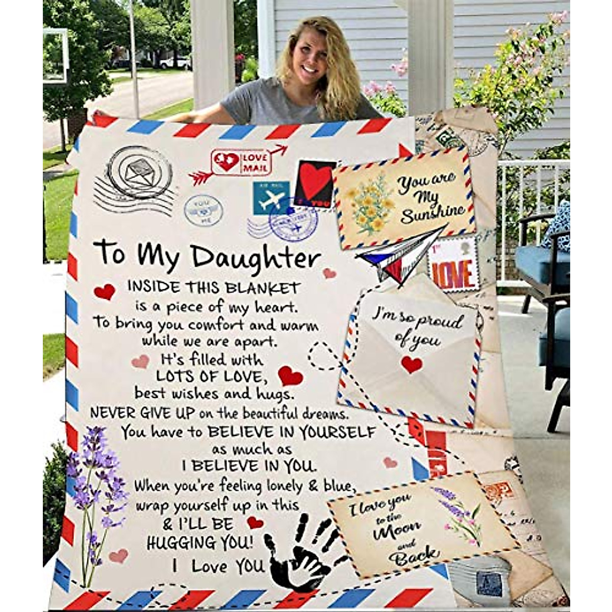 Fleece Blanket to My Daughter from Mom Dad You are My Sunshine Blanket Ultra-Soft Micro Light Weight Warm Bed Throw Blanket (to My Daughter, 80"x60")