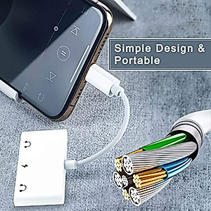 ELITEED 3in1 Lighting to 3.5mm,Headphone Adapter for iPhone, Dual Earphone Jack Audio and Charging Adapter,Headphone Splitter for iPhone 14/13/12/11/XS Max/XR/8/7 Plus /6/ iPad,Support iOS 10 to16
