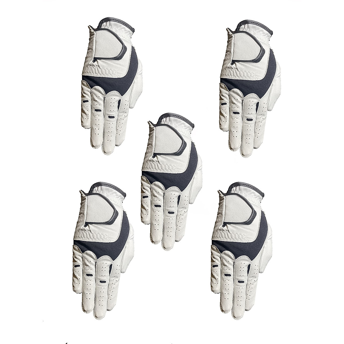 5 - All Weather Synthetic Golf Gloves (Left Hand for Right Hand Golfer) (M/L)