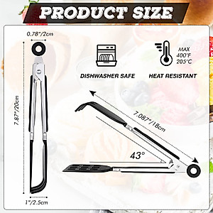 2 Pieces Mini Waffle Tongs Non Scratch Tongs 8 Inches Serving Spatula Tongs with Non Slip Smooth Stainless Steel Handles Heat Resistant Nylon Heads Non scratch and Dishwasher Safe for Cooking