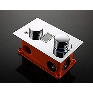 TECKI Kitchen Taps Brass Wall Mounted Bathroom Thermostatic Faucets Mixer Bath Shower Set With Round Shower Head Chrome Finish