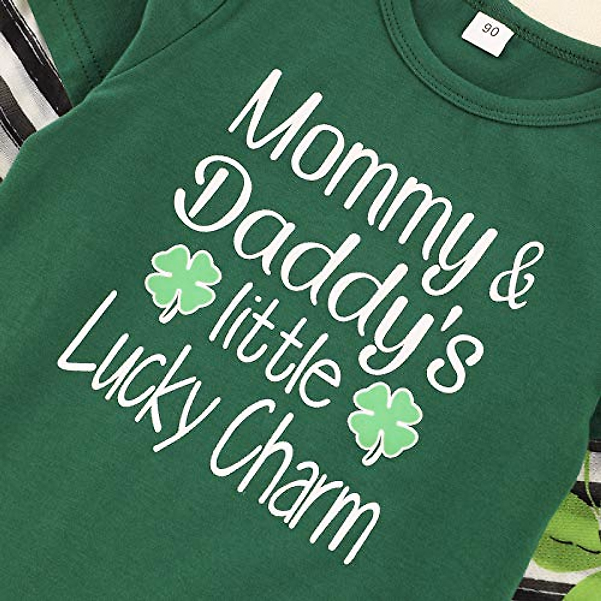 St. Patrick's Day Toddler Boys Girls Clothes Clover Tattoo T-Shirt Mommy and Daddy’s Lucky Charm Shirt Fashion Tees Tops(18-24 Months)