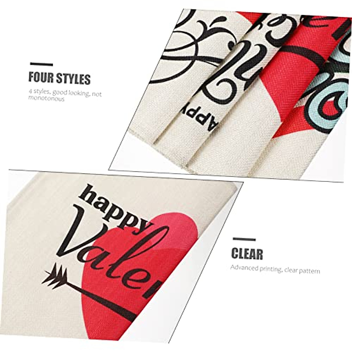 STOBOK 4pcs Valentine's Day Placemat Linen Placemats Embroidered Table Runner Table Placemats Burlap Kitchen Placemats Jute Placemats Linen Table Runner Household Placemat Dinnerware Mat