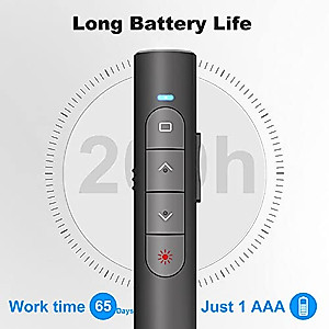 Wireless Presenter Remote, USB-A Presentation Clicker for PowerPoint Presentations Pointer, Google Slide Advancer Projector Smart Board Slideshow PPT Clicker for Mac/Computer/Laptop/Office