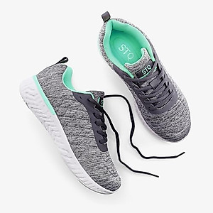 STQ Walking Shoes for Womens Lightweight Comfortable Casual Sports Shoes Athletic Sneakers Grey/Green 6