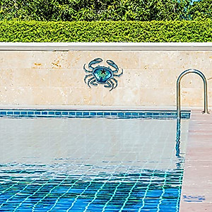 LIFFY Metal Crab Wall Art Decor Ocean Wall Hanging Coastal Wall Sculptures Beach Theme Wall Decoration for Indoor Outdoor Bathroom Bedroom Living Room Garden Pool Patio