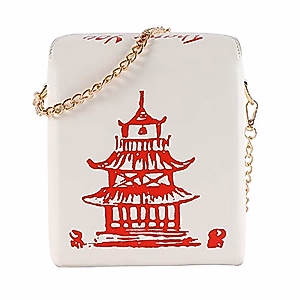 Oweisong Women Novelty Chinese Takeout Purse Tower Print Crossody Shoulder Bag Box Totes with Comfortable Chain Strap