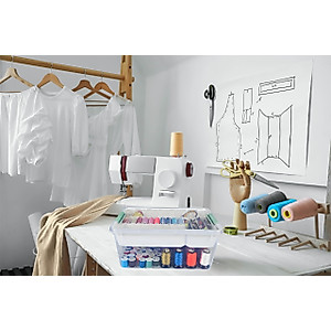 Baylee and Me Clear Plastic Storage Box with Removable Tray – Perfect for Organizing Arts and Craft Supplies, Sewing Notions, Small Toys, Bead, Art Supplies