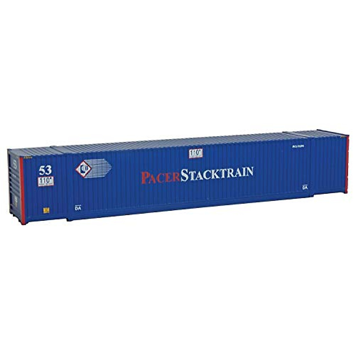 Walthers SceneMaster HO Scale Model of Pacer Stacktrain (Blue, White, red) 53' Singamas Corrugated Side Container,949-8507