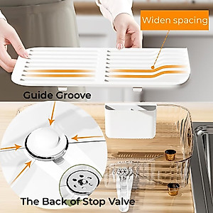 Hiceeden Dish Drying Rack with Utensil Holder, Plastic Dish Bowl Rack Dish Drainer with 360° Swivel Spout, Space-Saving Drying Rack with Handle for Home Kitchen Counter, Rustproof, Clear