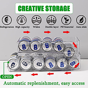 Soda Can Organizer for Refrigerator，Automatic Rolling Beverage Drink Can Storage Organizer,Plastic Dispenser Bin，Stackable Can Drink Holder for Fridge, Freezers, Cabinets,Camping