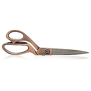 Professional Tailor & Dressmaker 9.5” Sharp Scissors for Cutting Heavy Fabrics & Leather + Measuring Tape & Tailor’s Chalk (Rose Gold)