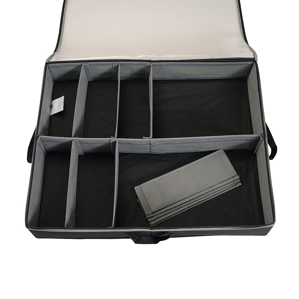 Amazon Basics Fabric Underbed Zipper Storage Bag Organizer with Handles, 30.2 Inch L X 20.1 Inch W X 5.7 Inch H (Pack Of 2), Gray