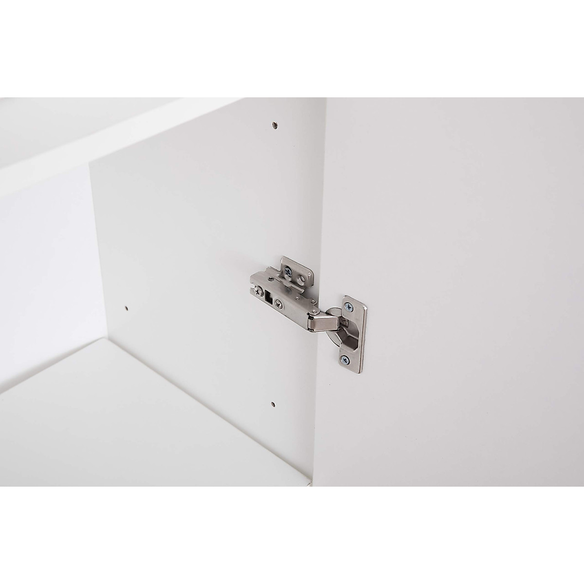 Basicwise Modern Long Bathroom Wall Mounted Cabinet, White,