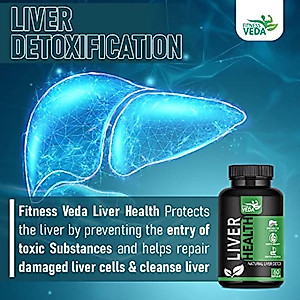 FITNESSVEDA Fitness Veda Liver Health Supplement Capsules with Milk Thistle Extract - Ayurvedic Medicine for Fatty Liver, Ayurvedic Liver Detox Capsule for Men and Women