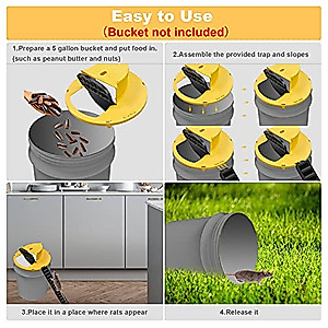 Flip N-Slide Bucket Lid Mouse / Rat Trap Cat Pattern Mouse Slide Traps Automatically Resets Humane Trap Door Style, Compatible with 5 Gallon Bucket, Multi Catch Mice Control Traps